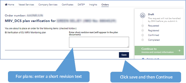 Order and contact details – when submitting plans or reports for