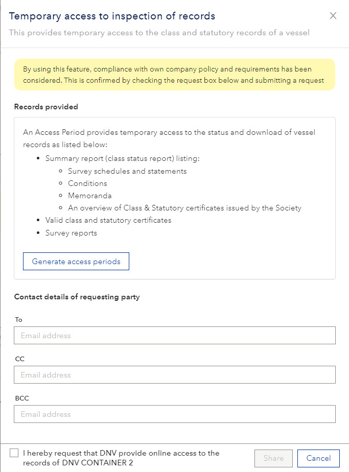 Provide temporary access to records