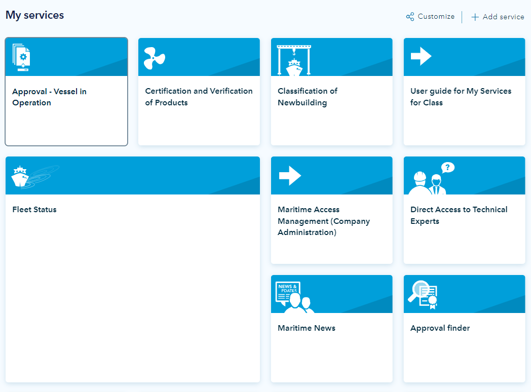 Maritime Customer Portal – My services on Veracity