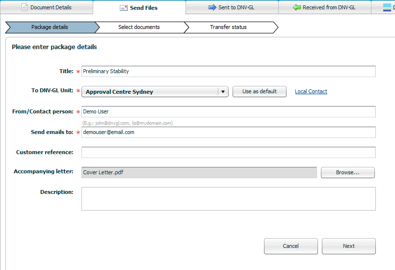eApproval – Send Documents to DNV GL